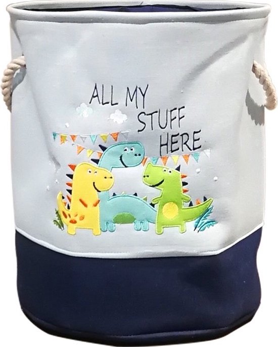 By Baboo Dino’s Speelgoedmand - 35cm x 40cm - Blauw | bol