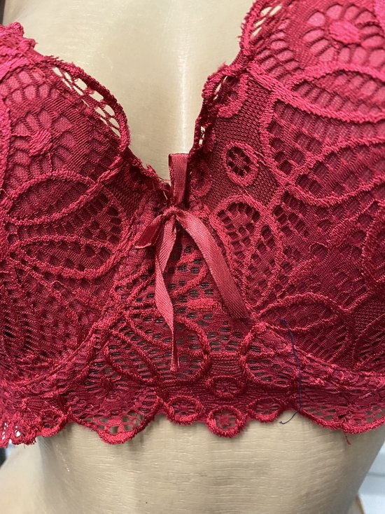 Dames bh met kant 100D donkerrood | bol.com