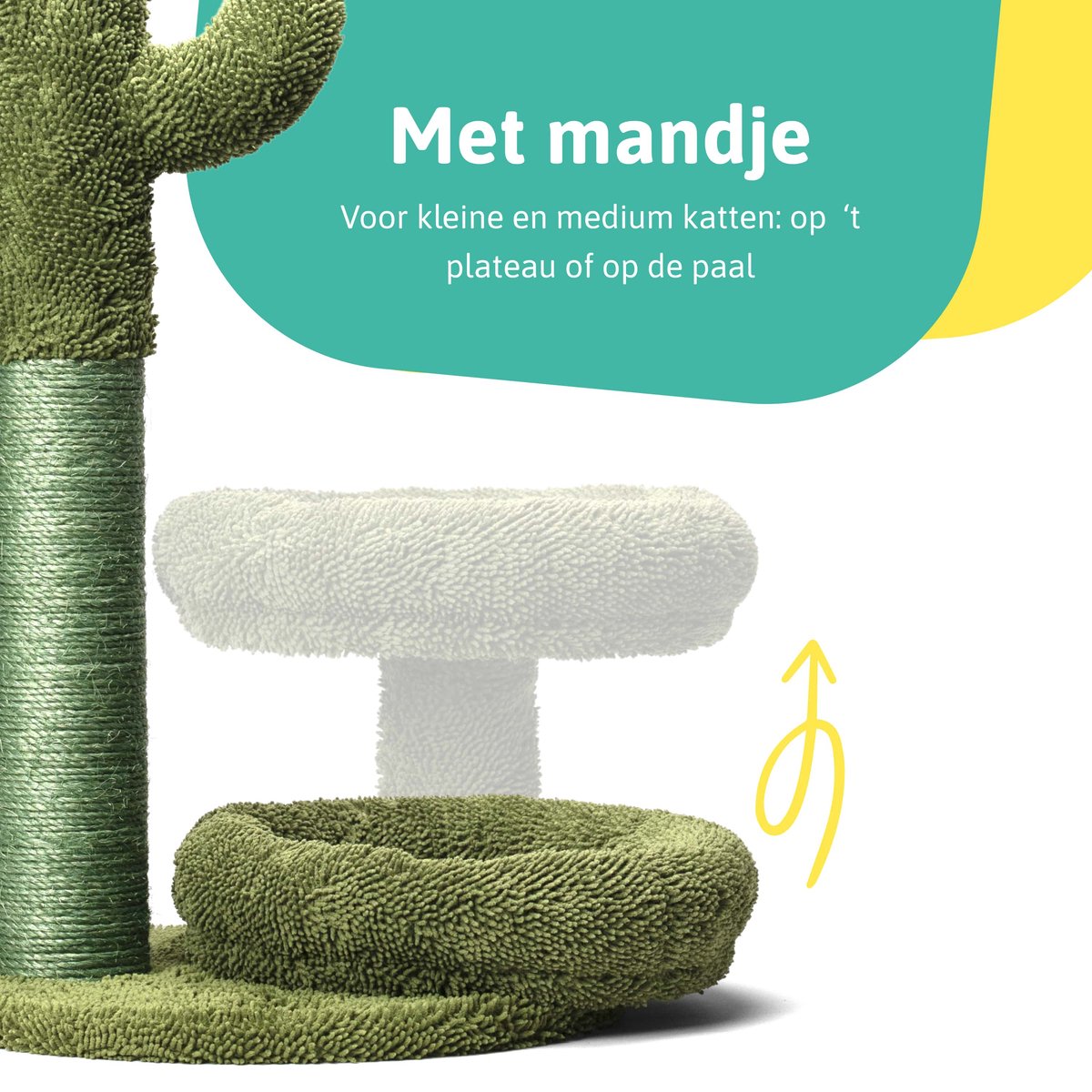 Moowi - Cactus Krabpaal met mandje - Katten - 64 cm hoog - Incl ...