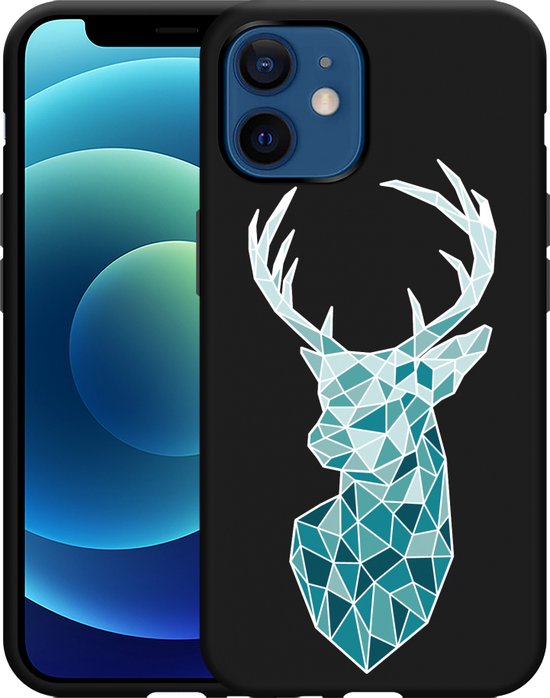 iPhone 12/12 Pro Hoesje Zwart Art Deco Deer - Designed by Cazy | bol.com