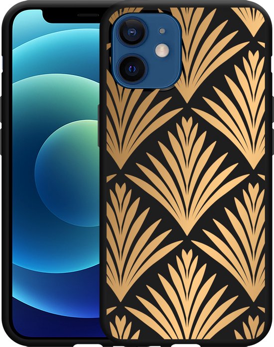 Cazy Hoesje Zwart geschikt voor iPhone 12/12 Pro - Art Deco Gold | bol