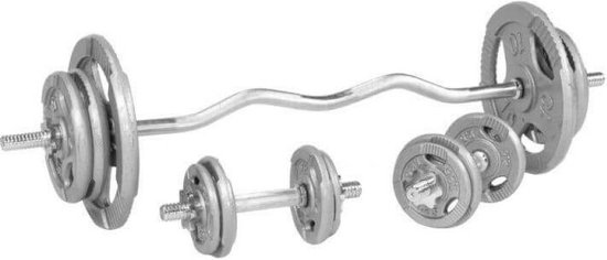 Gorilla Sports Halterset 70 kg - 30 mm - Gietijzer - Gewichten met ...