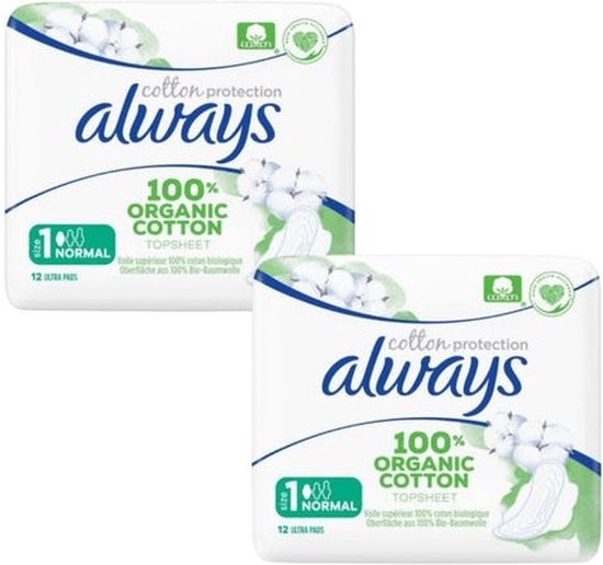 Always Maandverband Bio Cotton Normaal 2 x 12 Stuks | bol