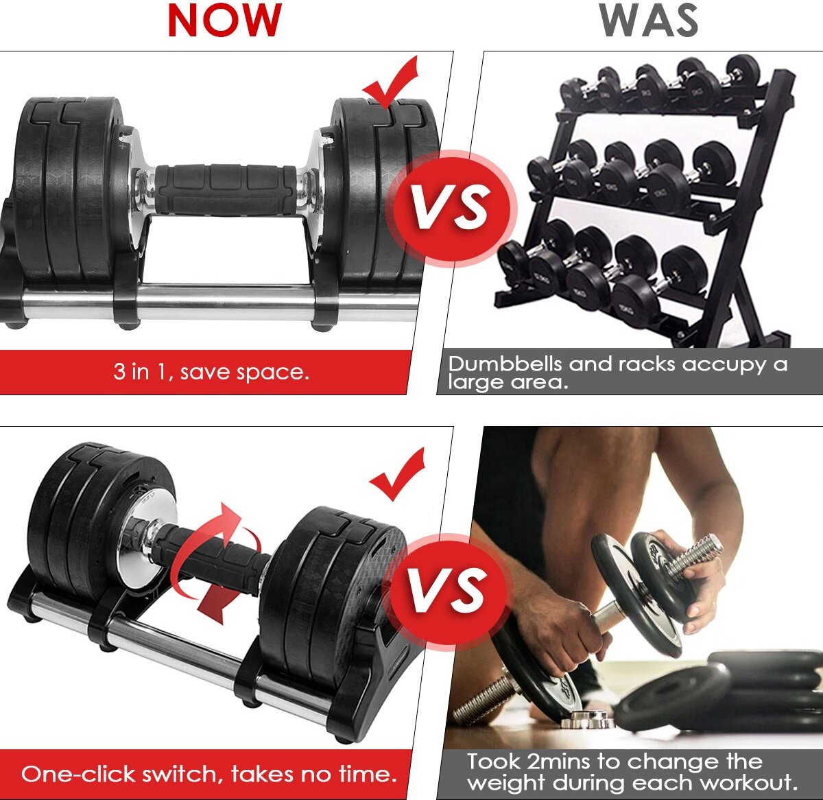 Delicino Verstelbare dumbbell set - Halterset- tot 20 kg- Gewichten ...