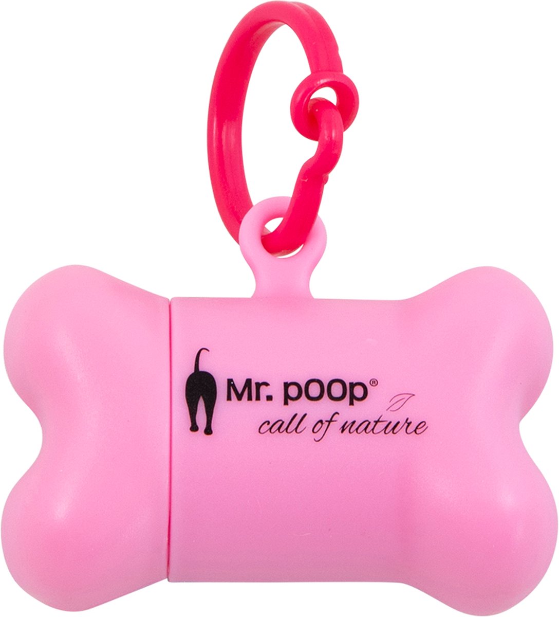 Mr Poop - Poepzakhouder Nano Roze + 2 Rolletjes a 10 zakjes met motief ...