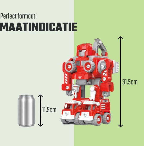 N´JOY Life - Robot speelgoed - Rood 5 in 1 - Robots - Politie - Brandweerauto -... | bol