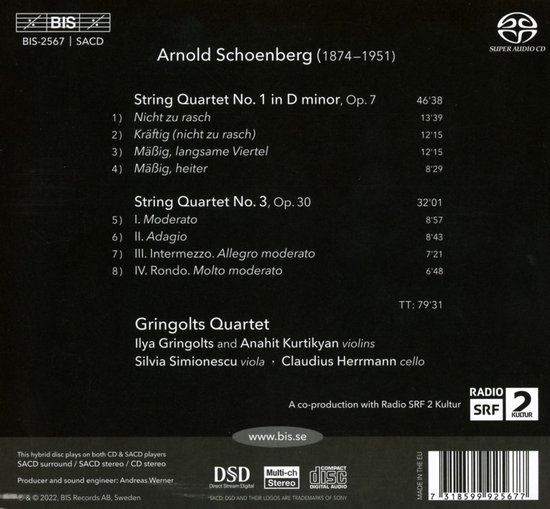 Gringolts Quartet - String Quartets Nos 1 & 3 (Super Audio CD), Gringolts Quartet | Muziek | bol