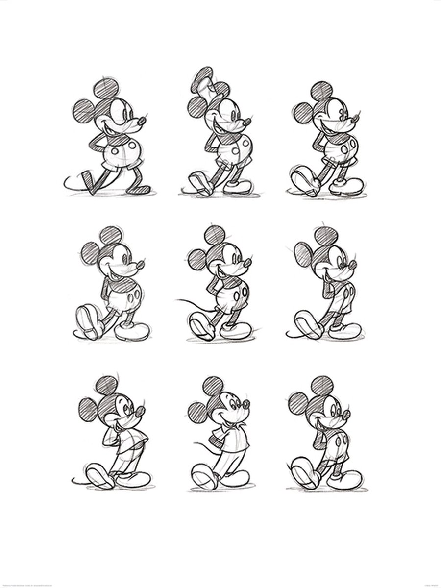 Pyramid Poster - Mickey Mouse Sketched Multi - 80 X 60 Cm - Multicolor ...