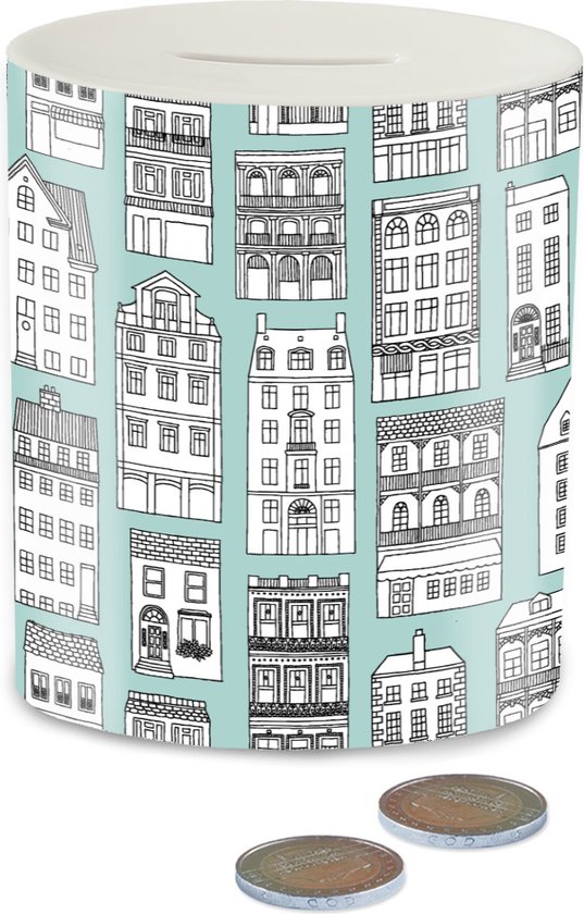 Spaarpot - Spaarblik - Patronen - Huis - Skyline - Spaarpotten ...