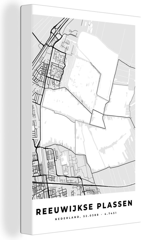 Canvas Schilderij Plattegrond - Reeuwijkse Plassen - Nederland - Kaart ...