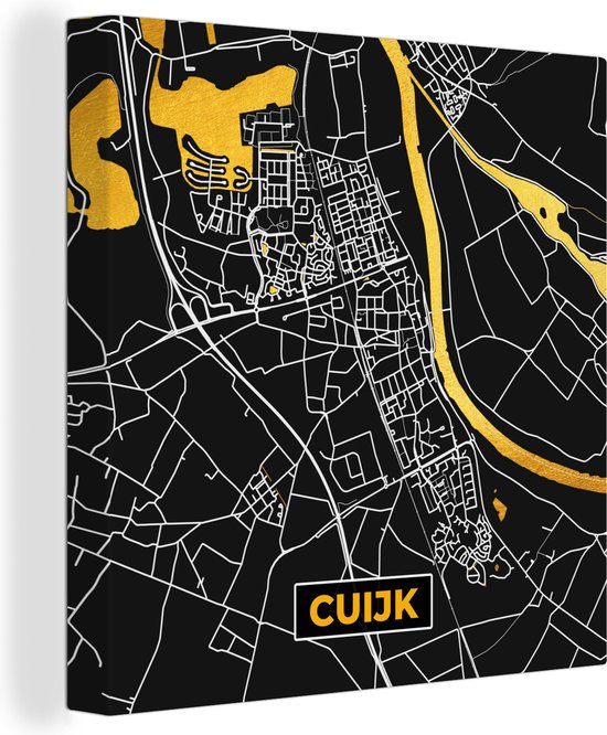 Canvas Schilderij Cuijk - Goud - Stadskaart - Plattegrond - Kaart ...
