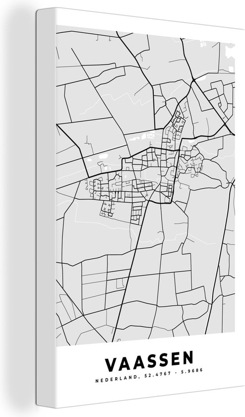 Canvas schilderij 120x180 cm - Wanddecoratie Vaassen - Stadskaart ...