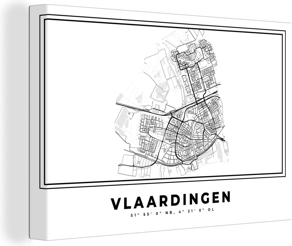 Peinture sur toile City Map – Zwart Wit - Carte – Vlaardingen – Pays ...