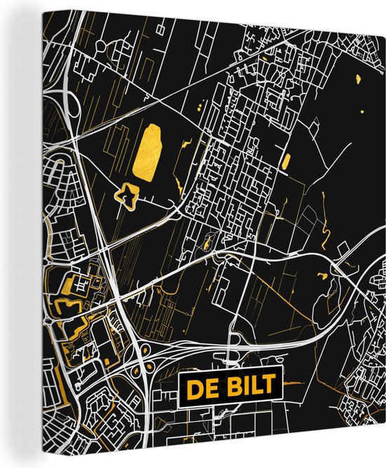 Canvas Schilderij De Bilt - Stadskaart - Goud - Kaart - Plattegrond ...