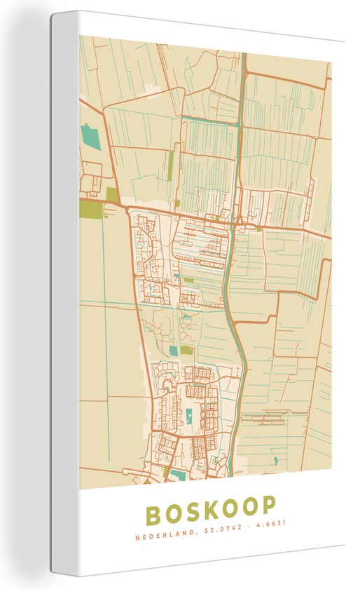 Canvas Schilderij Boskoop - Kaart - Plattegrond - Nederland ...