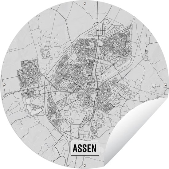 Garden Circle City Map Assen - 120x120 cm - Affiche de Jardin Ronde ...