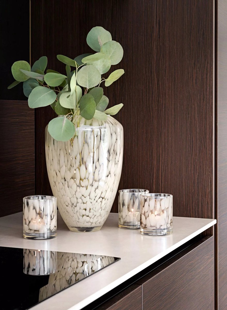 Sizland Dezign® Glazen vaas – Vaas beige - Vaas glas – Vaas Oyster ...