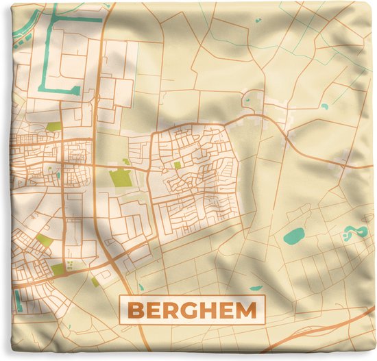 Kussenhoes 50x50 cm - Berghem - Kaart - Plattegrond - Stadskaart ...
