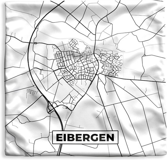 Kussenhoes 45x45 cm - Eibergen - Zwart Wit - Stadskaart - Plattegrond ...