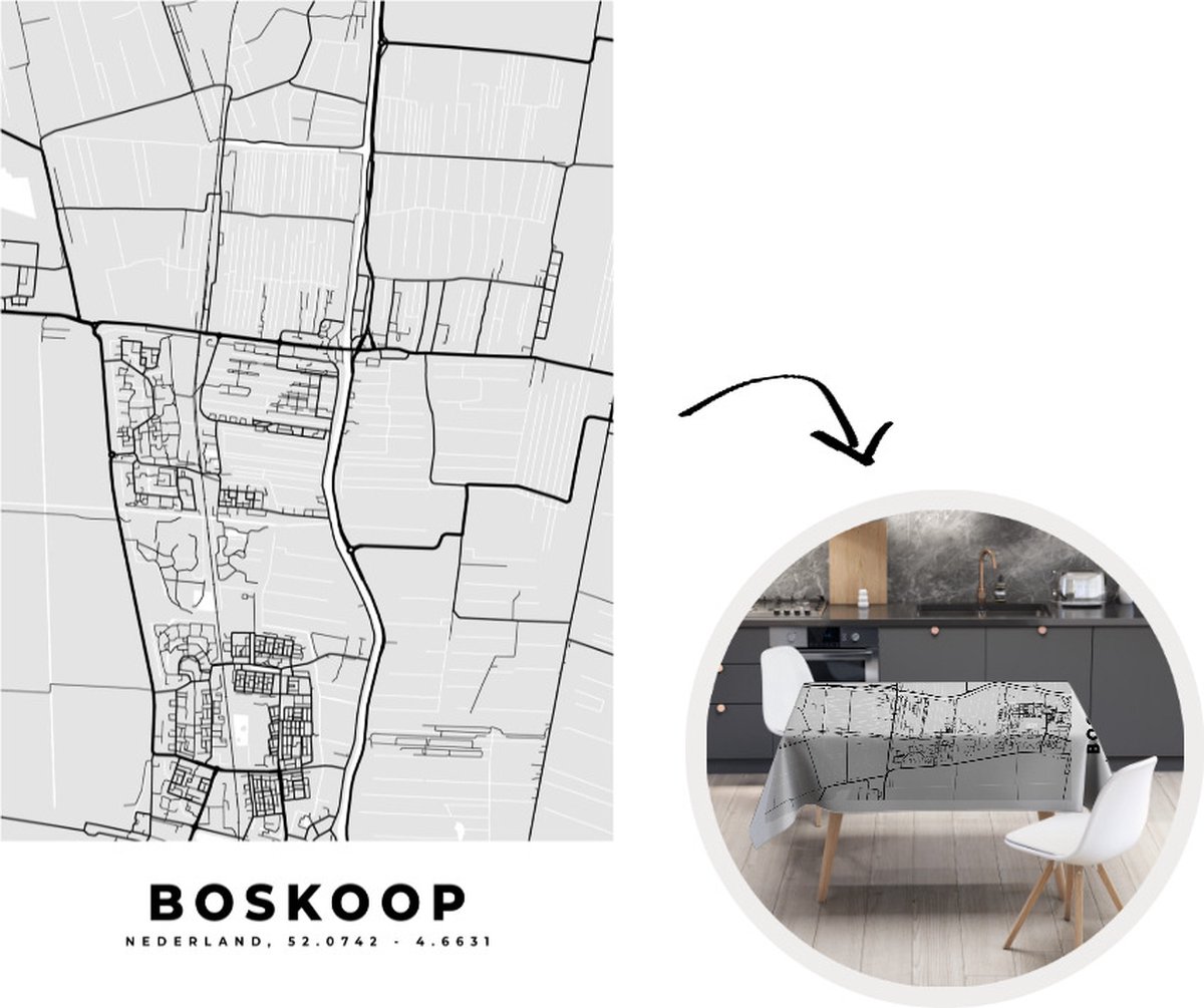 Tafelkleed - Tafellaken - 150x220 cm - Boskoop - Plattegrond ...