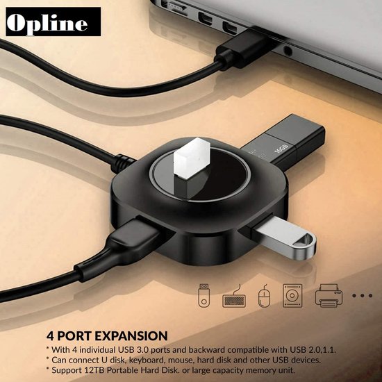 EizHub1 USB Hub - USB hub 4 poorts - Usb verdeler - Usb splitter - Usb ...