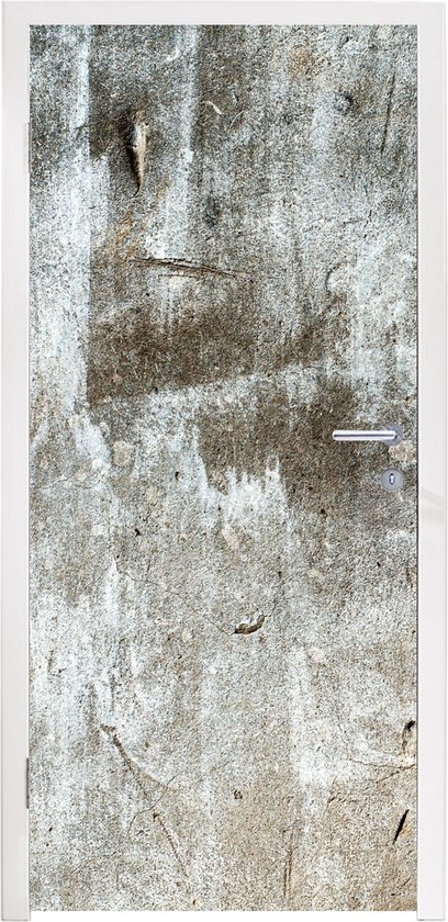 Deursticker Bruin - Muur - Beige - Beton - 75x205 cm - Deurposter | bol.com