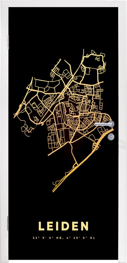 Deursticker Leiden - Stadskaart - Plattegrond - Kaart - 85x215 cm ...