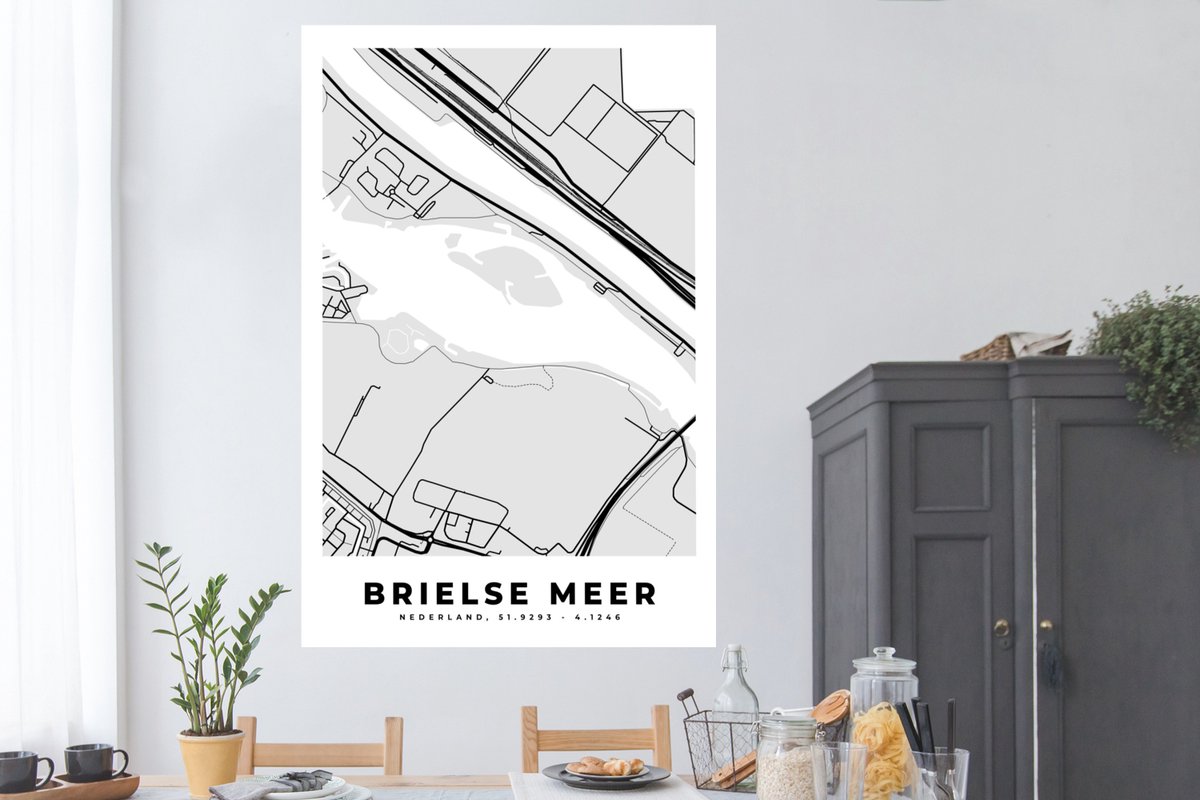 Poster Plattegrond - Brielse Meer - Nederland - Kaart - Stadskaart ...