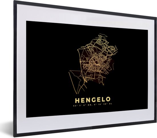 Fotolijst incl. Poster - Nederland - Stadskaart - Hengelo - Kaart ...