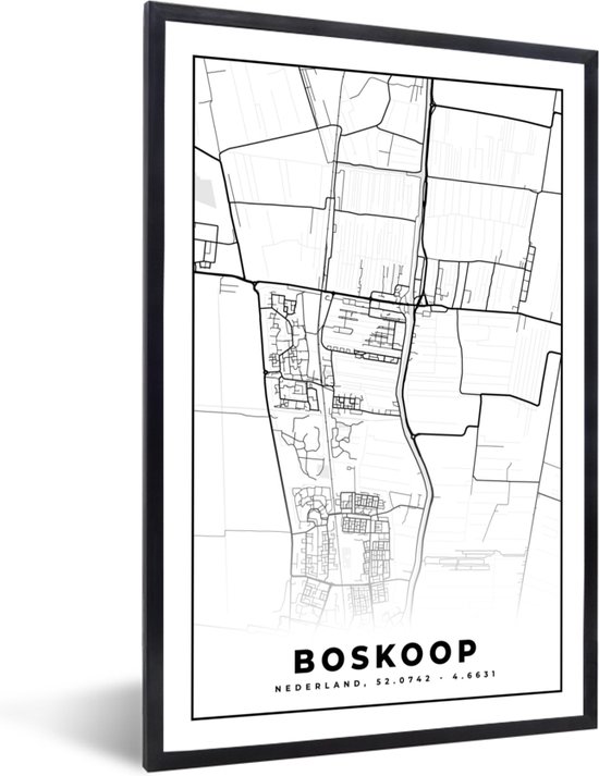 Fotolijst incl. Poster - Stadskaart - Boskoop - Plattegrond - Kaart ...