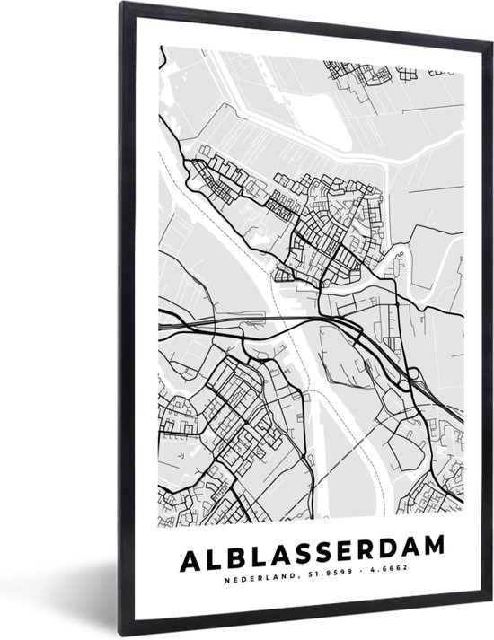 Fotolijst incl. Poster - Plattegrond - Kaart - Alblasserdam ...