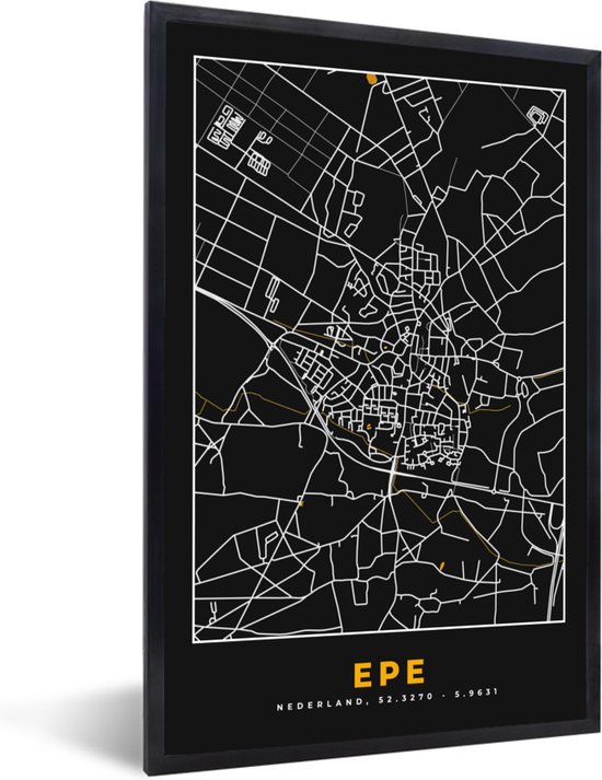 Fotolijst incl. Poster - Stadskaart - Epe - Plattegrond - Goud - Kaart ...
