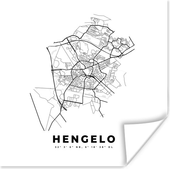 Poster Stadskaart – Zwart Wit - Kaart – Hengelo – Nederland ...