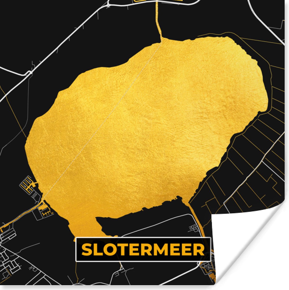 Poster Kaart - Slotermeer - Plattegrond - Goud - Stadskaart - 30x30 cm ...