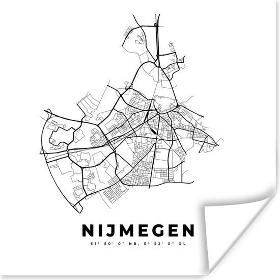 Poster Plattegrond – Nijmegen – Zwart Wit – Stadskaart - Kaart ...