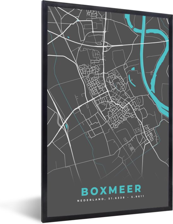 Fotolijst incl. Poster - Boxmeer - Stadskaart - Blauw - Kaart ...