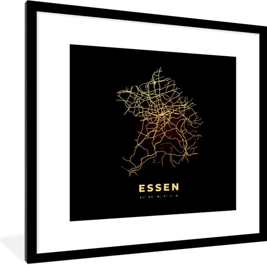 Fotolijst incl. Poster - Essen - Goud - Stadskaart - Kaart ...