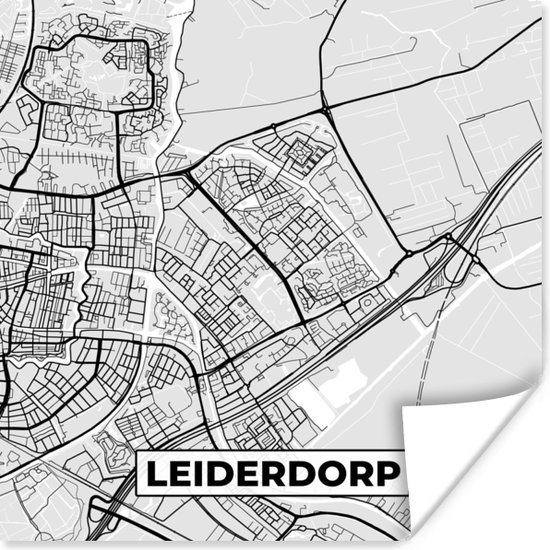 Poster Plattegrond - Leiderdorp - Kaart - Stadskaart - 50x50 cm | bol