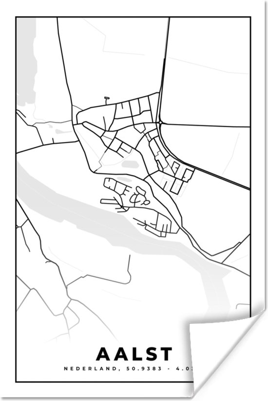 Poster Kaart - Plattegrond - Stadskaart - Aalst - Nederland - 20x30 cm ...