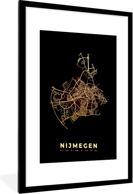 Fotolijst incl. Poster - Plattegrond - Nijmegen - Kaart - Stadskaart ...