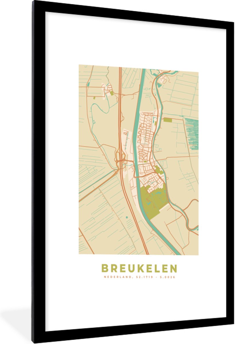Fotolijst incl. Poster - Breukelen - Vintage - Stadskaart - Plattegrond ...