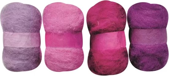 Graine Creative - Gekaarde Wol Set - 4x20gr - Paarstinten | bol.com