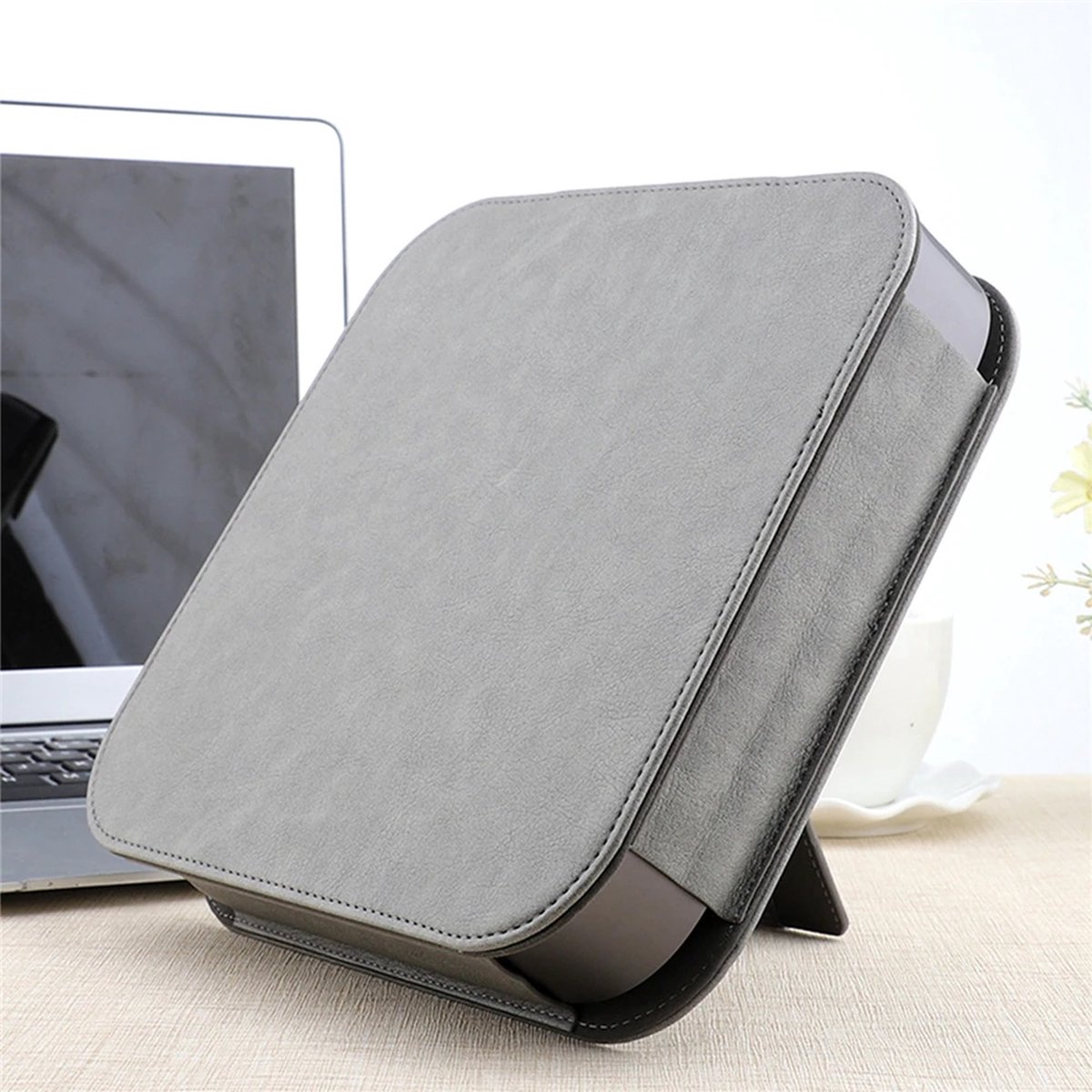 J&J Apple Mac Mini case - Grijs - Premium Eco Leer - Handig - Opberg ...