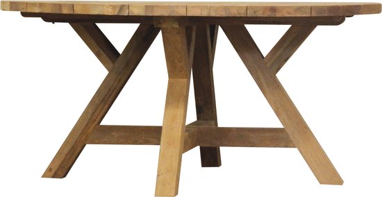 DKS robuste tuintafel Ayarza rond gerecycled teak dia 130 x 76 x 4 cm ...