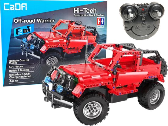 CaDA - Bouwstenen - Jeep - R/C - 33 cm | bol.com
