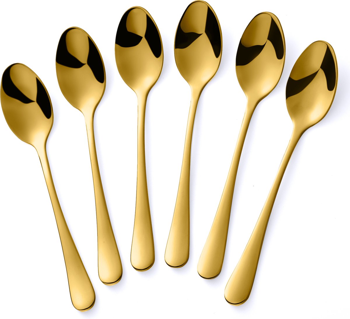 Alheco 6 ovale theelepels - 12.3cm - RVS theelepeltjes - Goud | bol