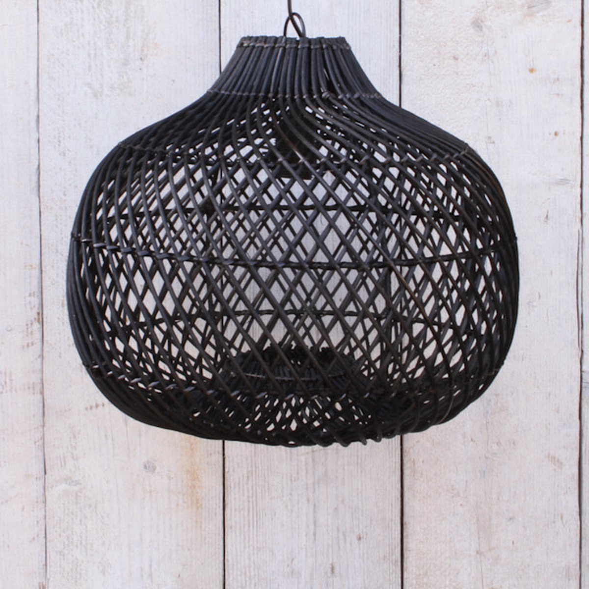 Rieten -Hanglamp - Groot - Bol - Dia 40 cm - zwart | bol.com
