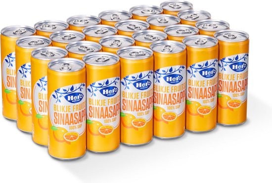Hero Sinaasappelsap - Blikjes Sinaasappel Fruitsap - 100% Puur Fruit ...