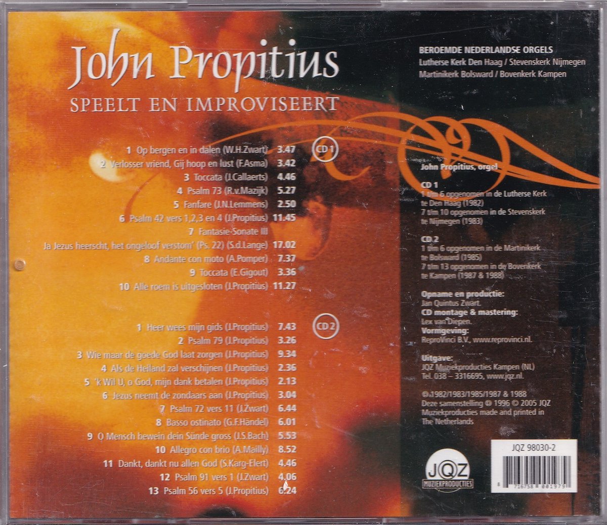 John Propitius speelt en improviseert op diverse orgels, John Popitius ...