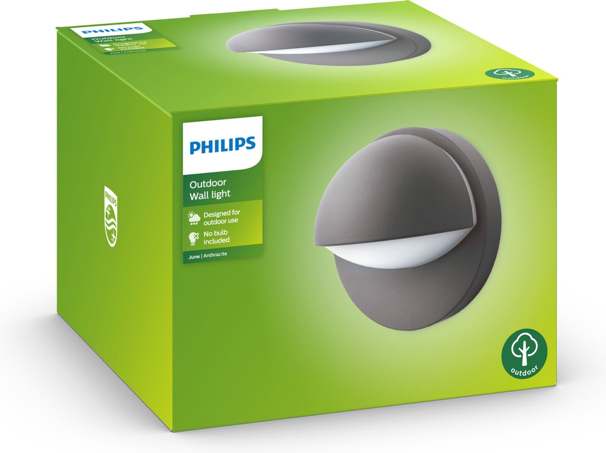 Philips June buitenwandlamp - antraciet | bol